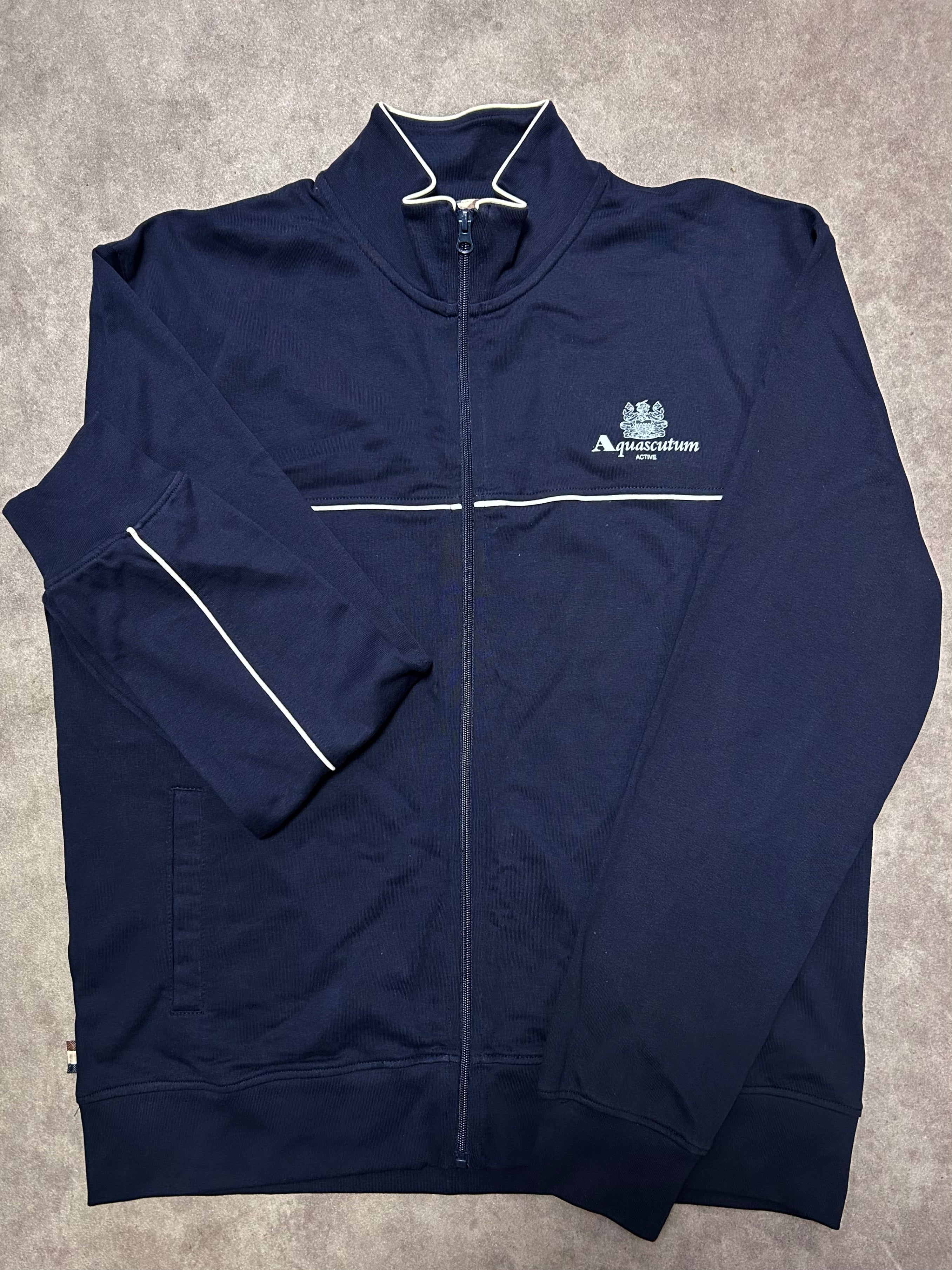 Aquascutum Piping MockNeck Full Zip - Navy - Sale Vault – The157store Menswear