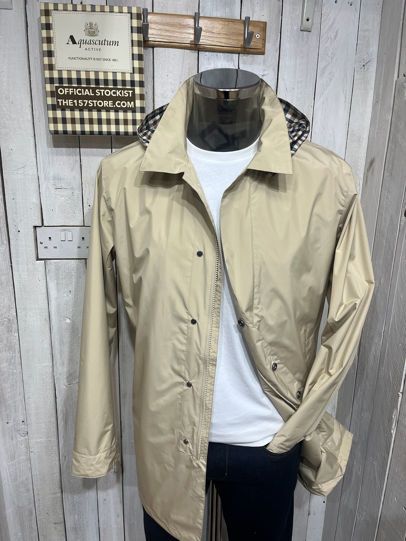 Aquascutum Pack-Away Hood Trench - Beige – The157store Menswear