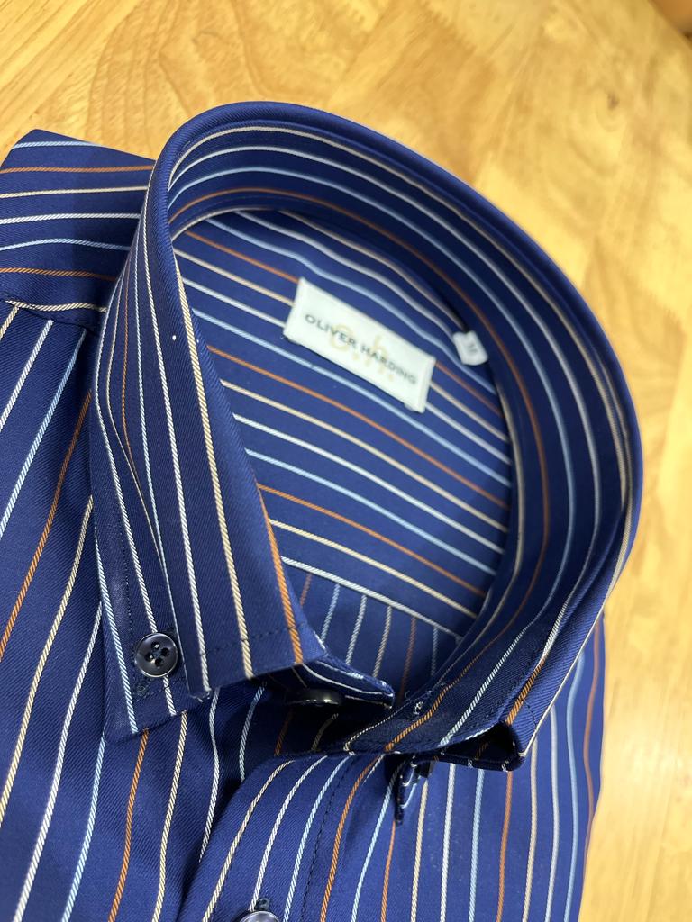 Oliver Harding Pinstripe Shirt - Navy – The157store Menswear