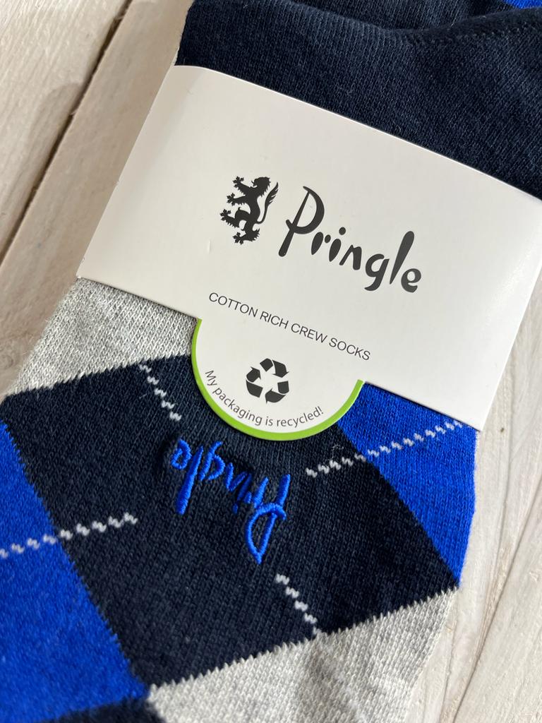 Pringle Argyle Diamond Socks - Royal Blue Grey – The157store Menswear